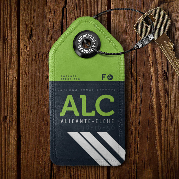 ALC - Alicante–Elche Airport - Alicante, Valencia, Spain - Leather Keychain