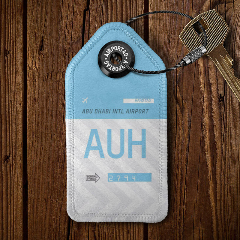 AUH - Abu Dhabi Airport - UAE - Leather Keychain