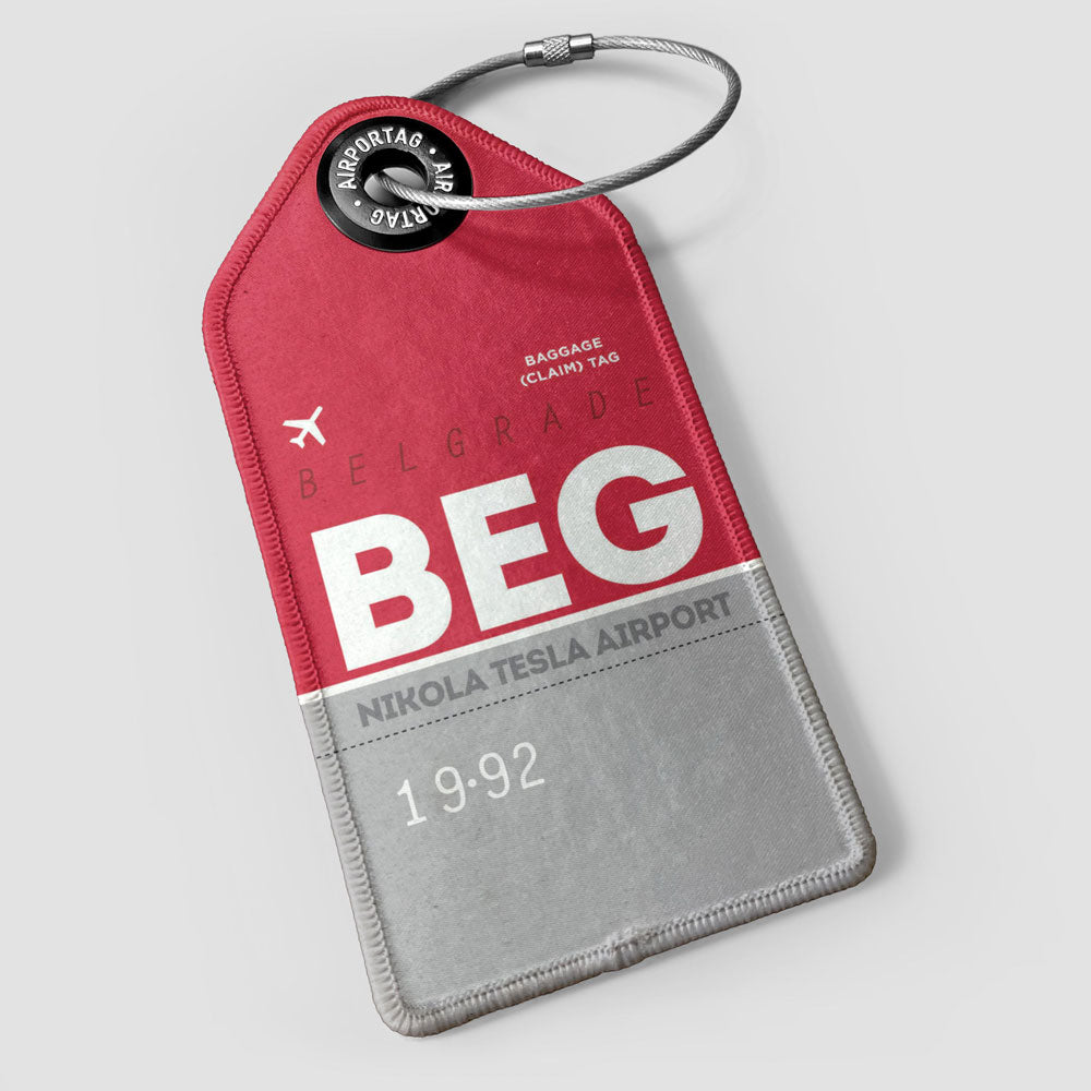 Airport Code Luggage Tag - IATA code BEG baggage tag