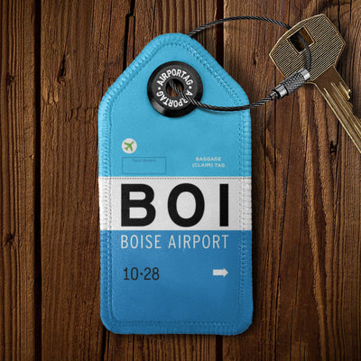 BOI - Boise Airport - Boise, Idaho, US - Leather Keychain
