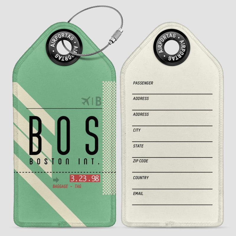 Airport Code Luggage Tag - IATA code BOS baggage tag