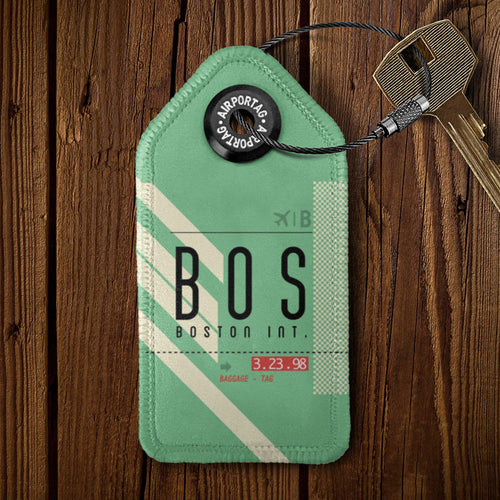 BOS - Logan Airport - Leather Keychain