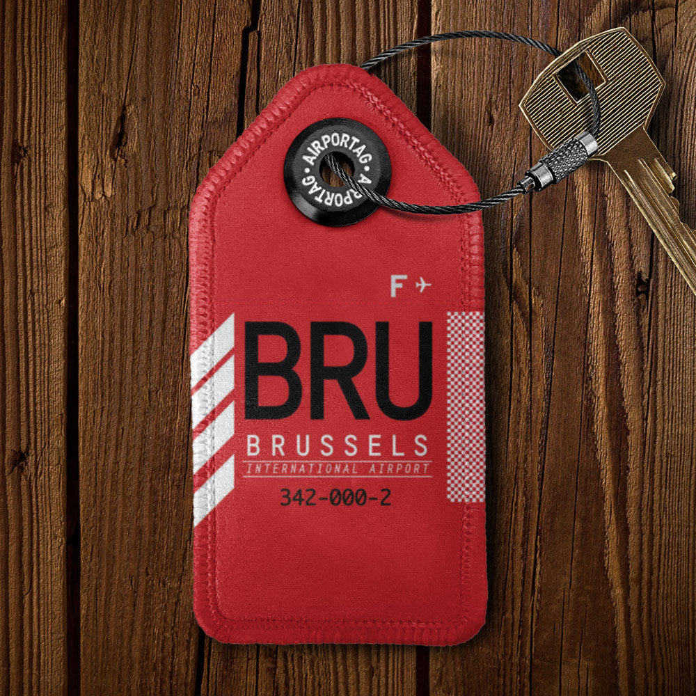 BRU - Brussels Airport - Leather Keychain