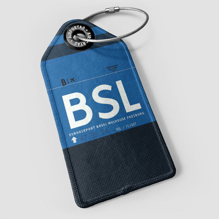 Airport Code Luggage Tag - IATA code BSL baggage tag