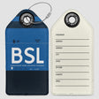 Airport Code Luggage Tag - IATA code BSL baggage tag