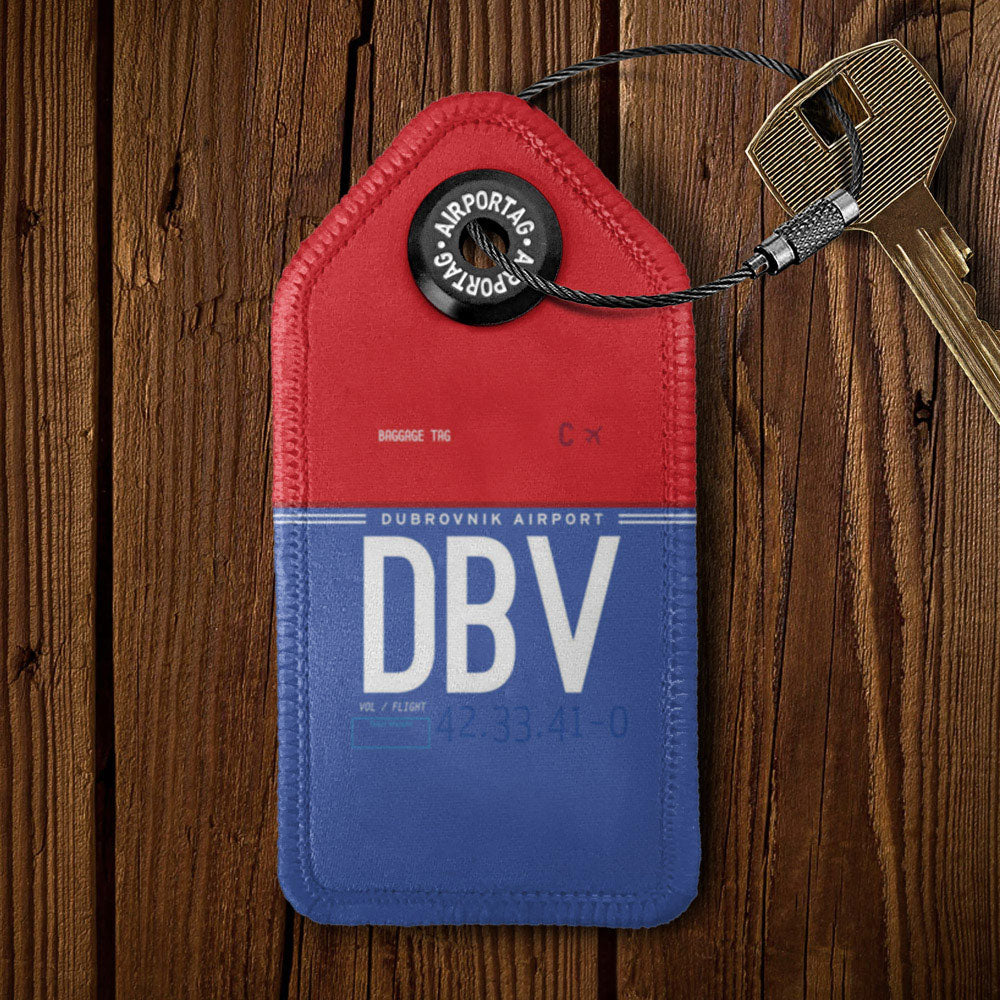 DBV - Dubrovnik Airport - Croatia - Leather Keychain