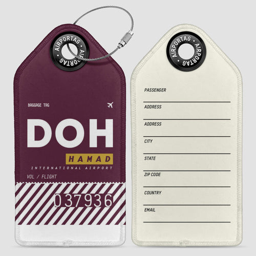 Airport Code Luggage Tag - IATA code DOH baggage tag