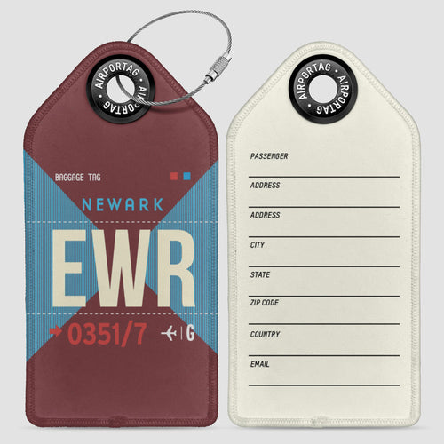 Airport Code Luggage Tag - IATA code EWR baggage tag