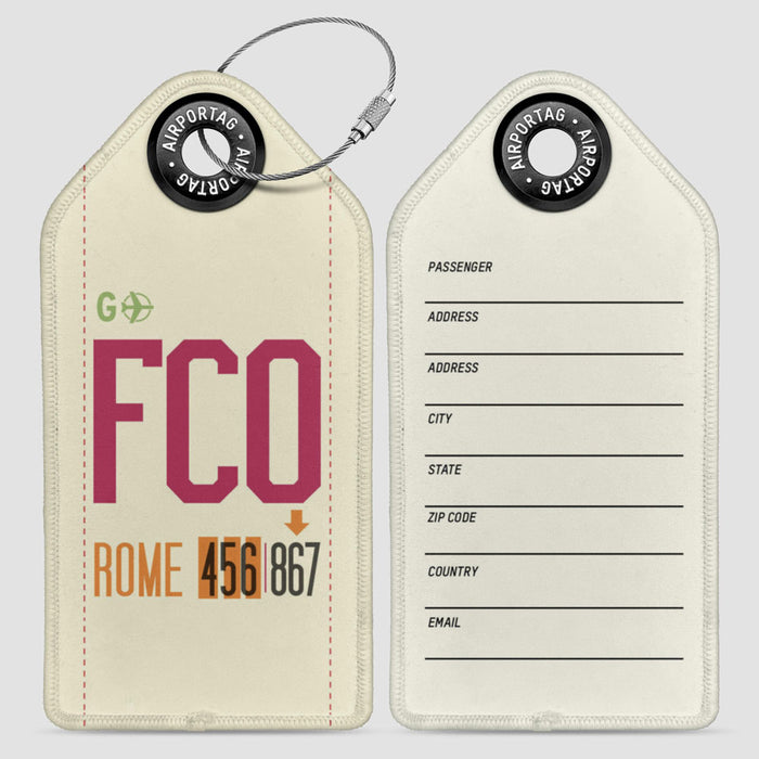 FCO - Rome - Fiumicino Airport - Iata code flight tag inspired products