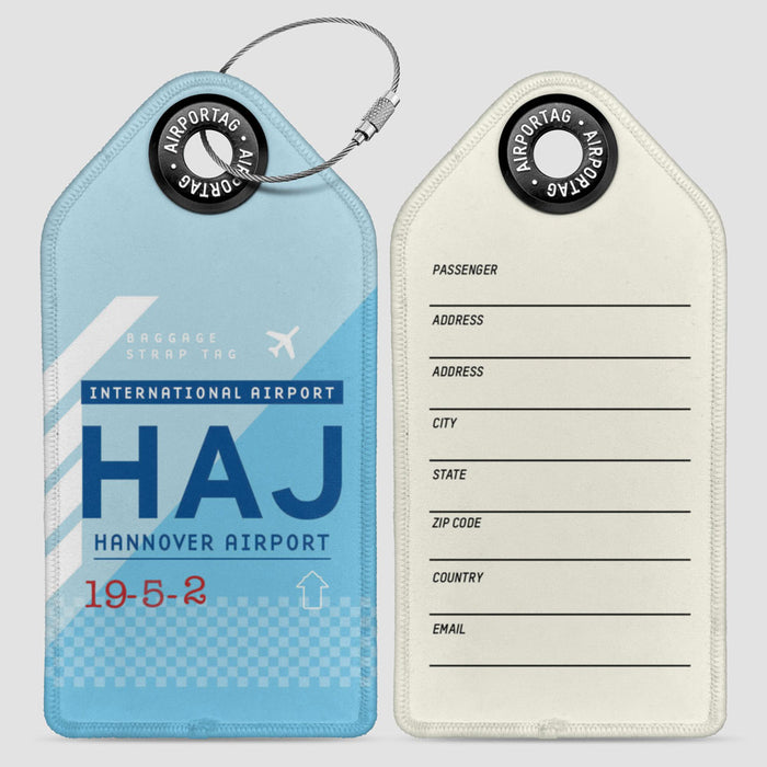 Airport Code Luggage Tag - IATA code HAJ baggage tag