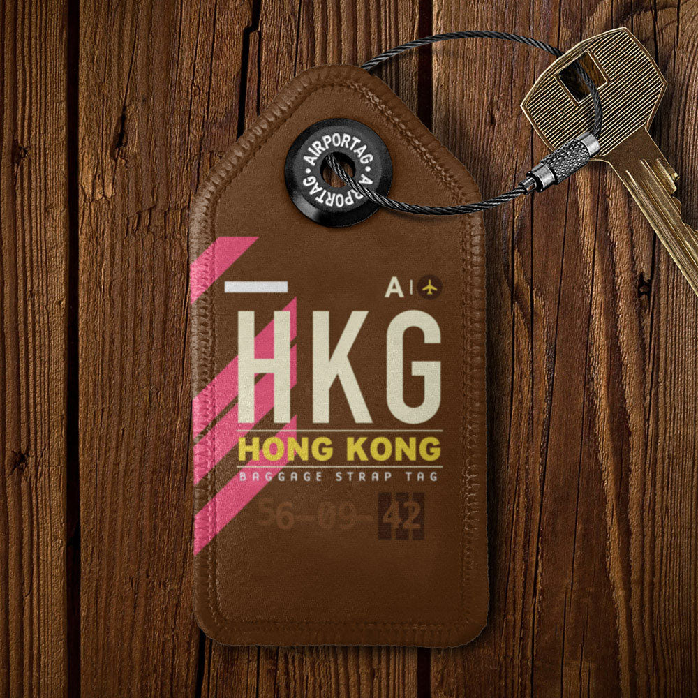 HKG - Hong Kong Airport - Leather Keychain
