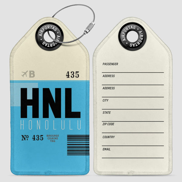 Airport Code Luggage Tag - IATA code HNL baggage tag