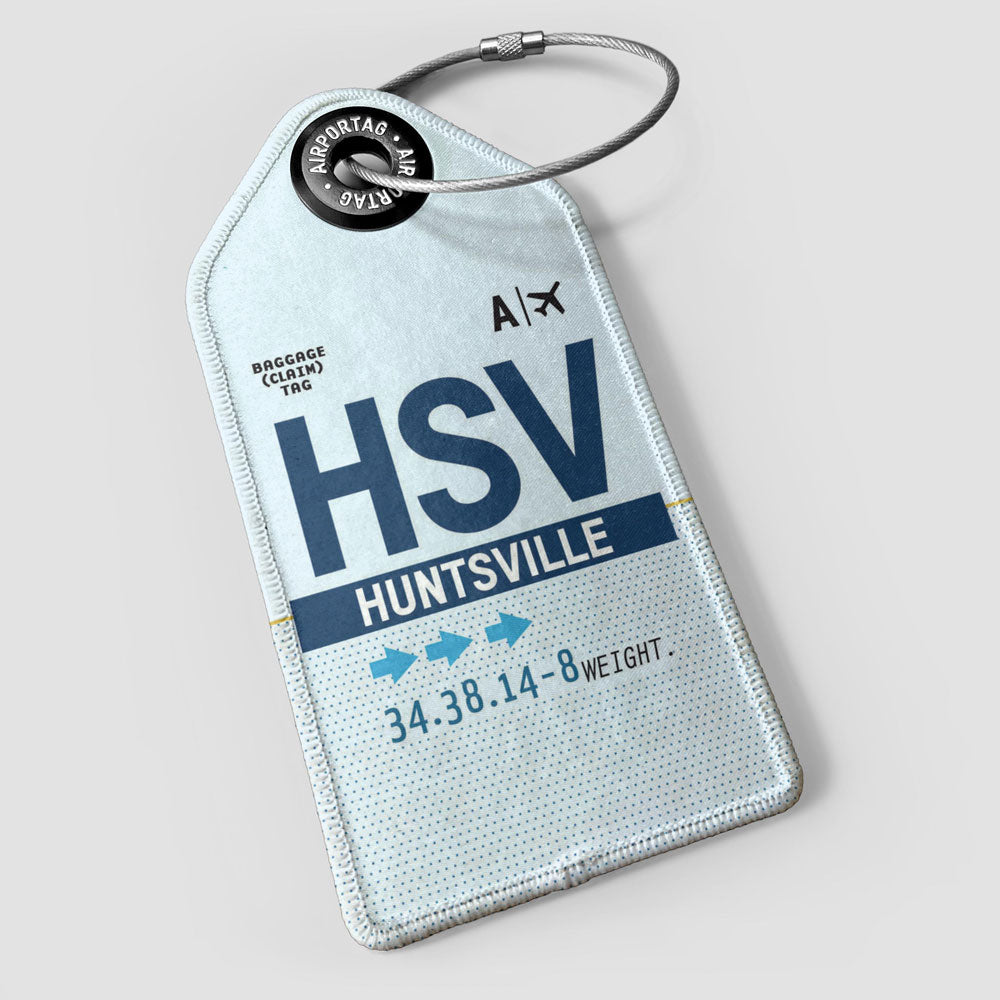 Airport Code Luggage Tag - IATA code HSV baggage tag