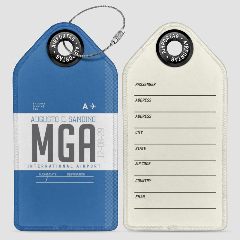 Airport Code Luggage Tag - IATA code MGA baggage tag