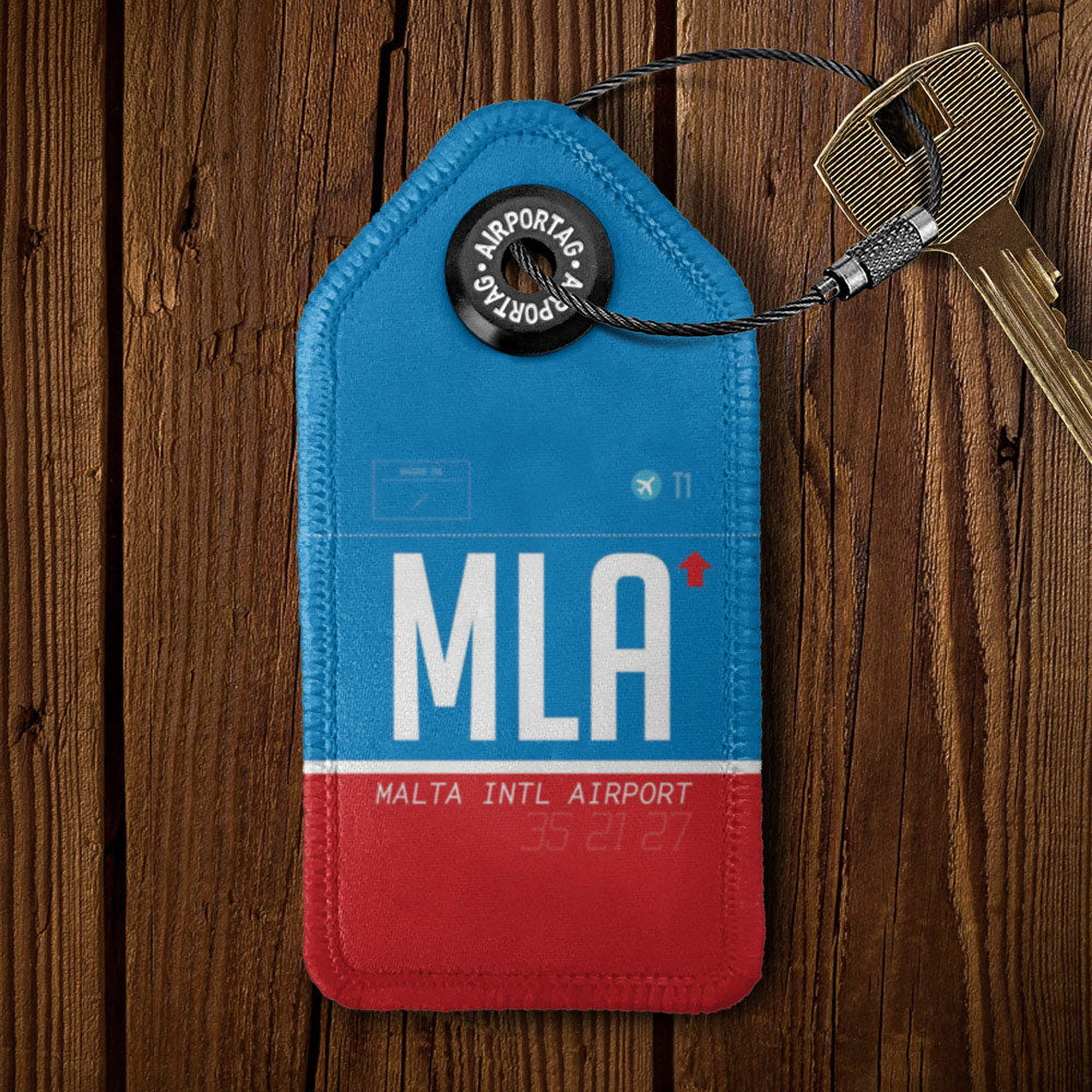 MLA - Malta Intl Airport - Luqa, Malta - Leather Keychain
