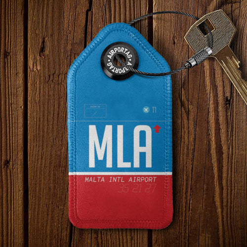 MLA - Malta Intl Airport - Luqa, Malta - Leather Keychain