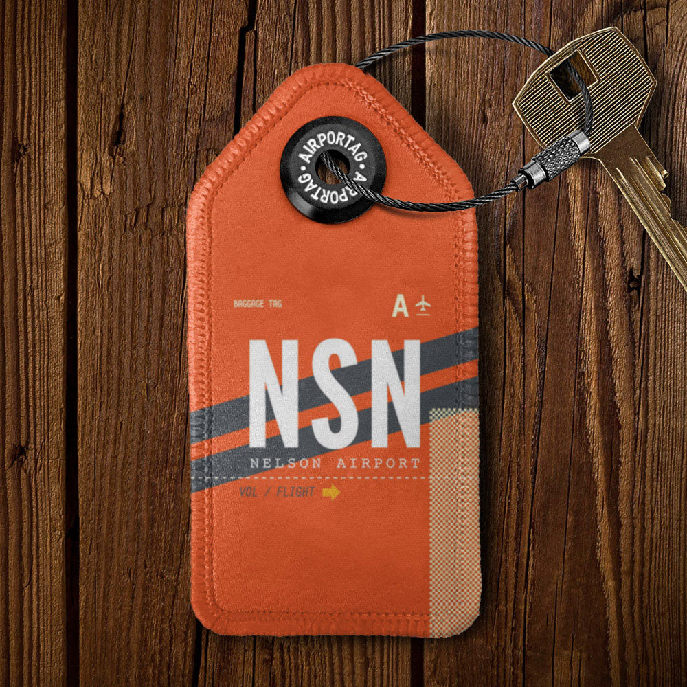 NSN - Nelson Airport - New Zealand - Leather Keychain