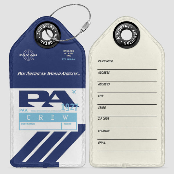 PA - Pan Am - Luggage Tag