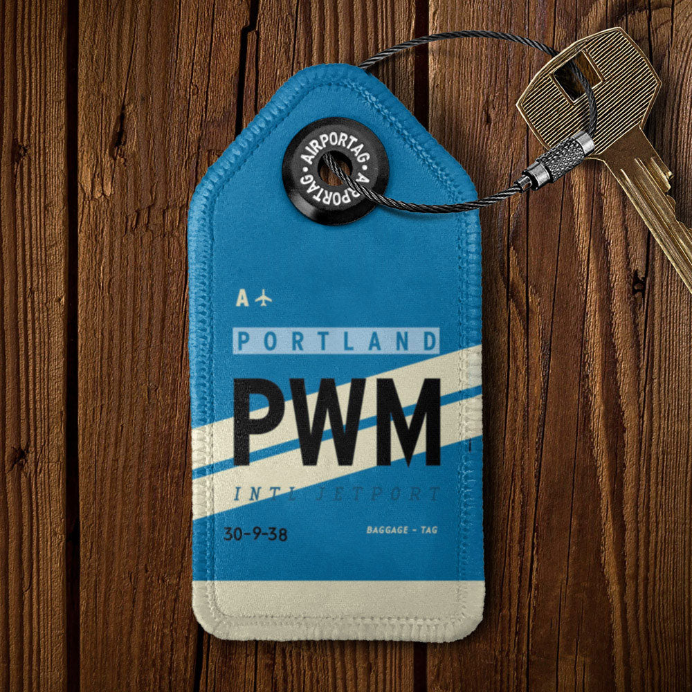 PWM - Portland Intl Jetport - Maine, US - Leather Keychain