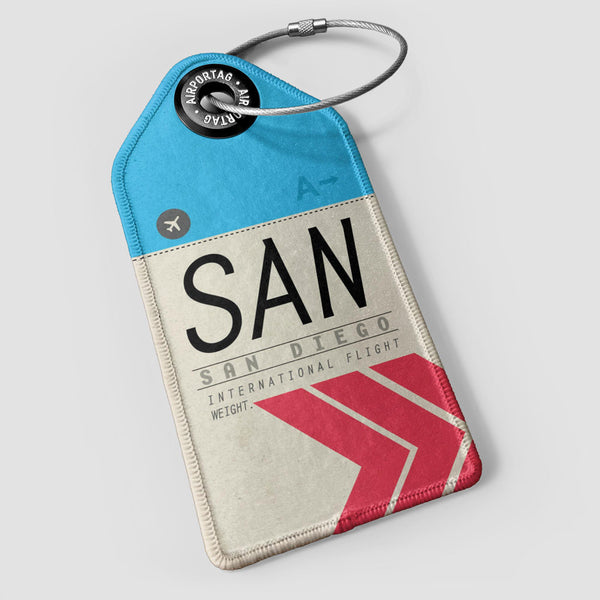 Airport Code Luggage Tag - IATA code SAN baggage tag