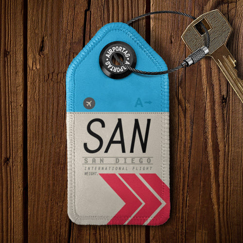 SAN - San Diego Airport - California - Leather Keychain
