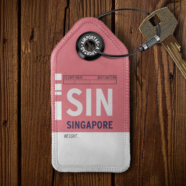 SIN - Changi Airport - Singapore - Leather Keychain