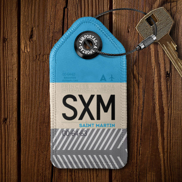 SXM - Princess Juliana Airport - Saint Maarten - Leather Keychain