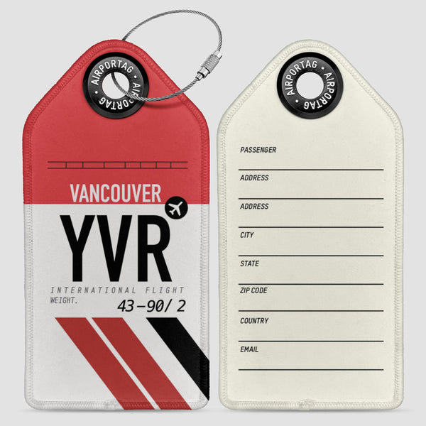 Airport Code Luggage Tag - IATA code YVR baggage tag