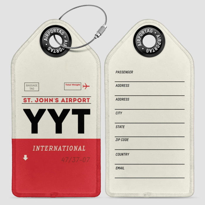 Airport Code Luggage Tag - IATA code YYT baggage tag