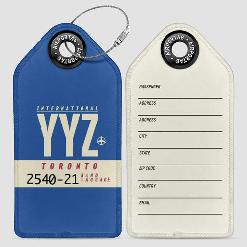 Airport Code Luggage Tag - IATA code YYZ baggage tag