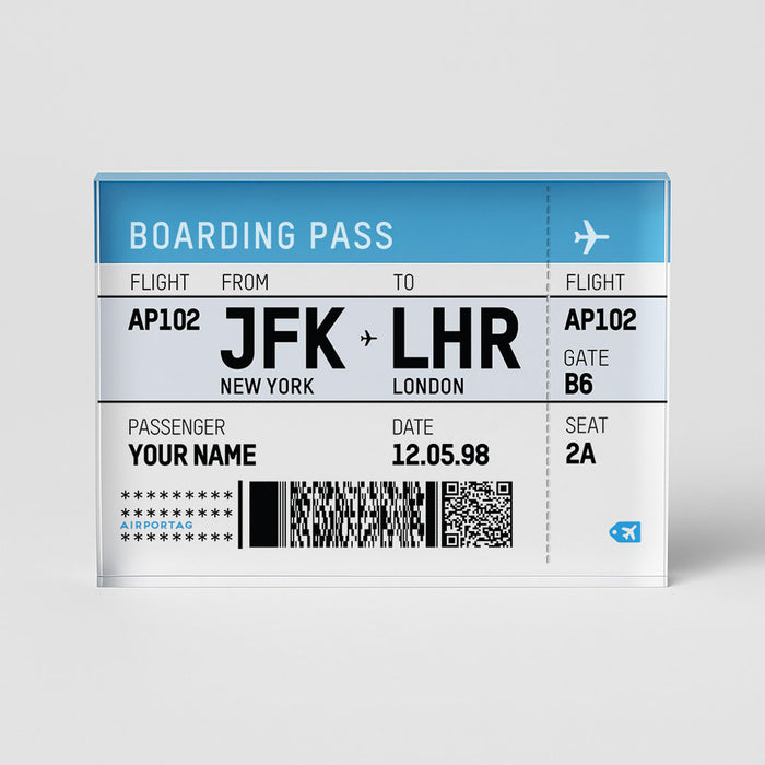 Boarding Pass Personalised Block Decoration