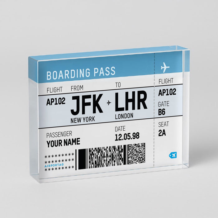 Boarding Pass Personalised Block Decoration