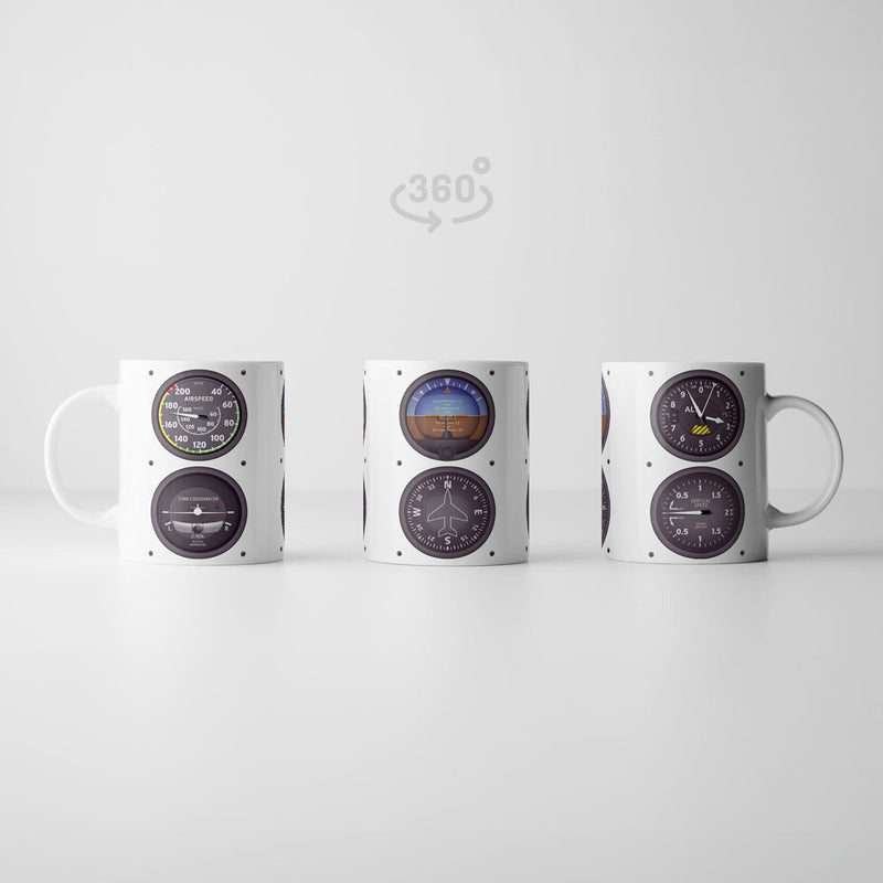 Coffee Mug - Airplane Cockpit Flight Instruments