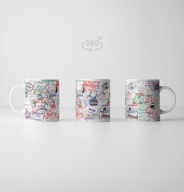 Coffee Mug - Travel Stamps