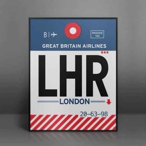 Poster - Wall Art Print - LHR - London Heathrow Airport - IATA code LHR