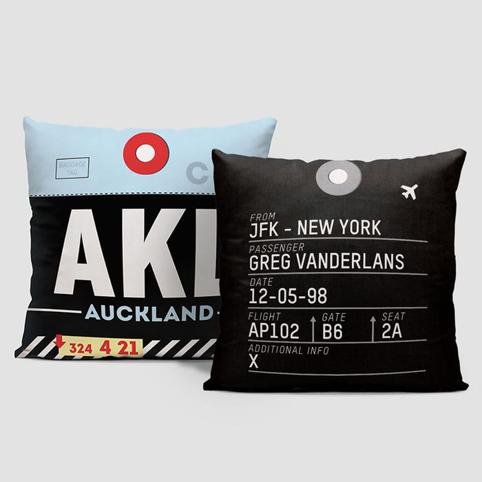 Airport Code Throw Pillow - AKL - Auckland Airport - IATA code AKL