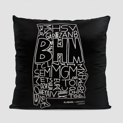 Alabama Map - IATA Airport Codes Throw Pillow
