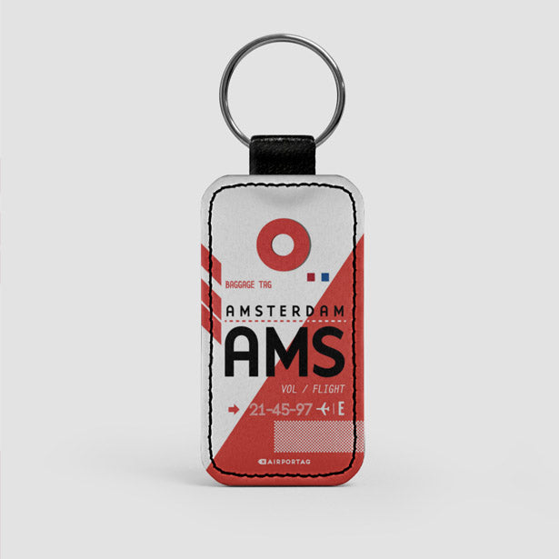 AMS - Schiphol Airport - Leather Keychain