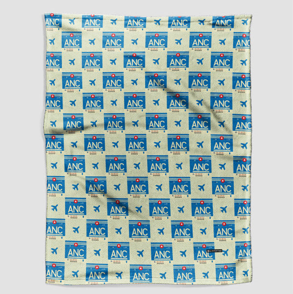 Throw Blanket - ANC airport code pattern.