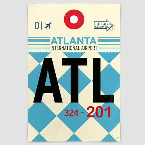Poster - Wall Art Print - ATL - Atlanta Hartsfield-Jackson Intl Airport ...