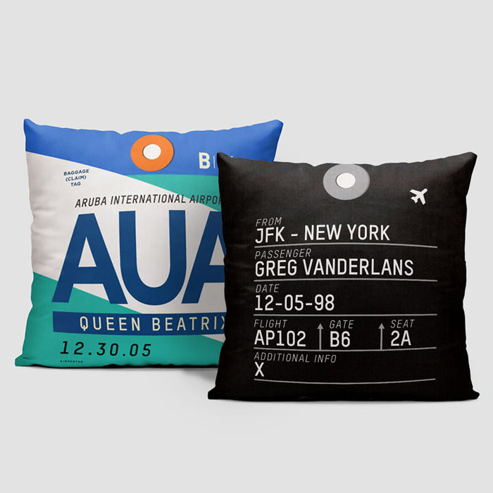 Airport Code Throw Pillow - AUA -Queen Beatrix Intl Airport - Aruba ...