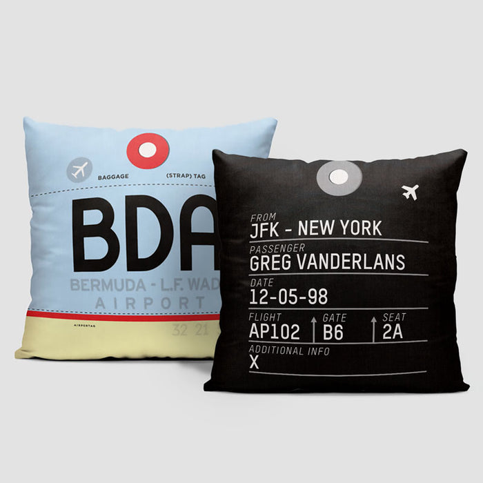 Airport Code Throw Pillow - BDA - L.F. Wade Intl Airport - Hamilton ...