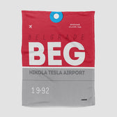 Throw Blanket - BEG airport code pattern.