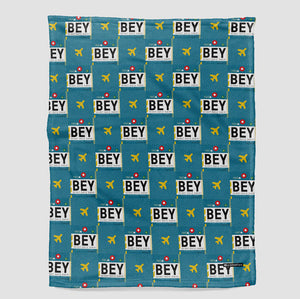 Throw Blanket - BEY airport code pattern.
