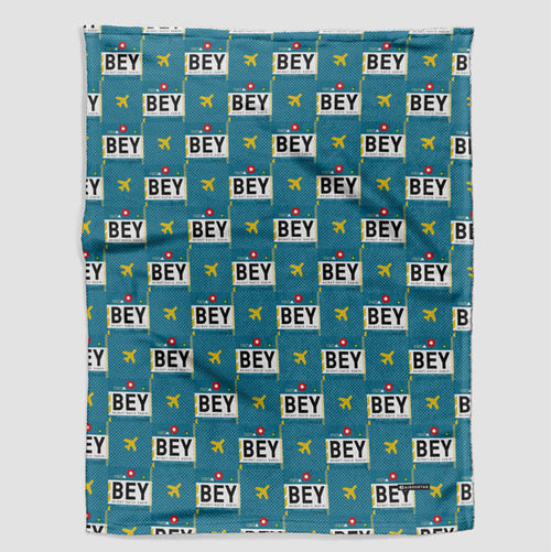 Throw Blanket - BEY airport code pattern.