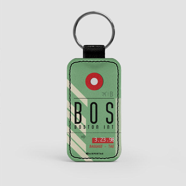 BOS - Logan Airport - Leather Keychain