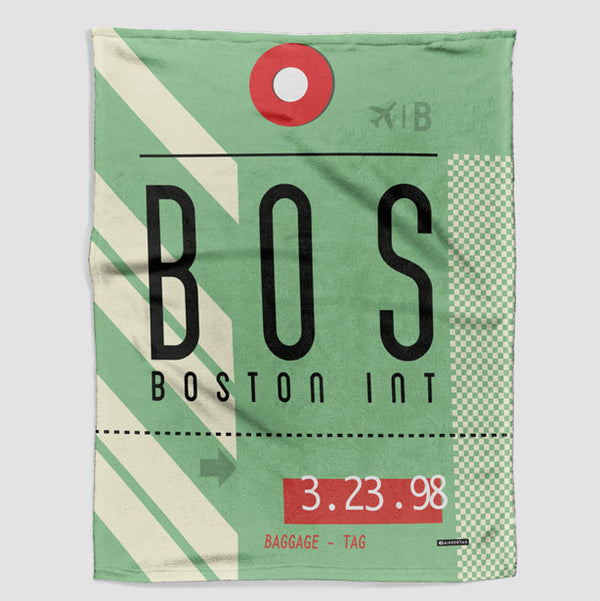 Throw Blanket - BOS airport code pattern.