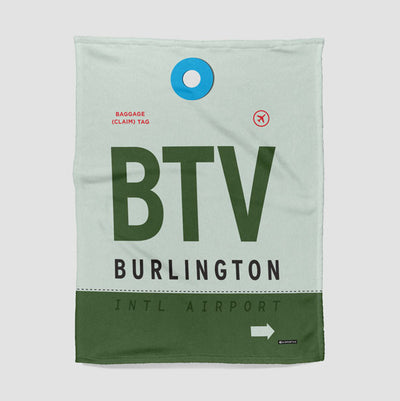 Throw Blanket - BTV airport code pattern.