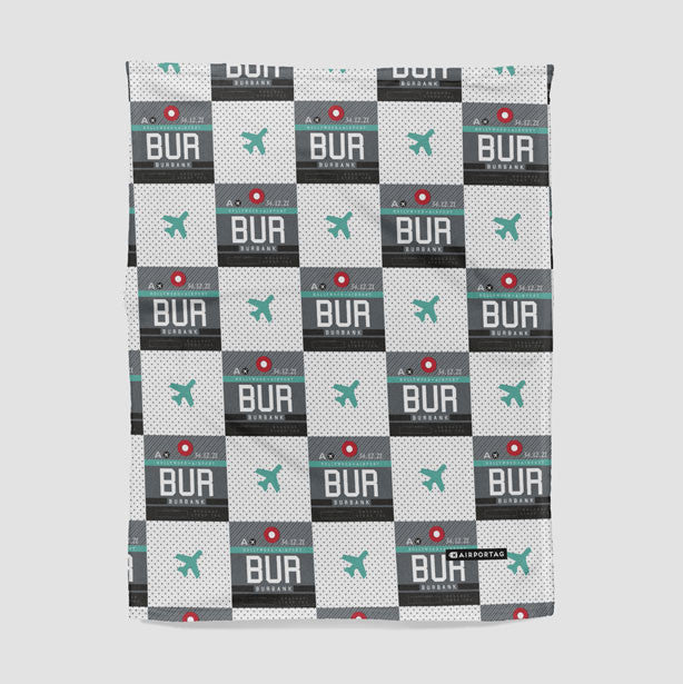 Throw Blanket - BUR airport code pattern.
