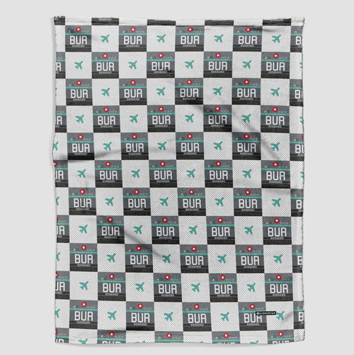 Throw Blanket - BUR airport code pattern.